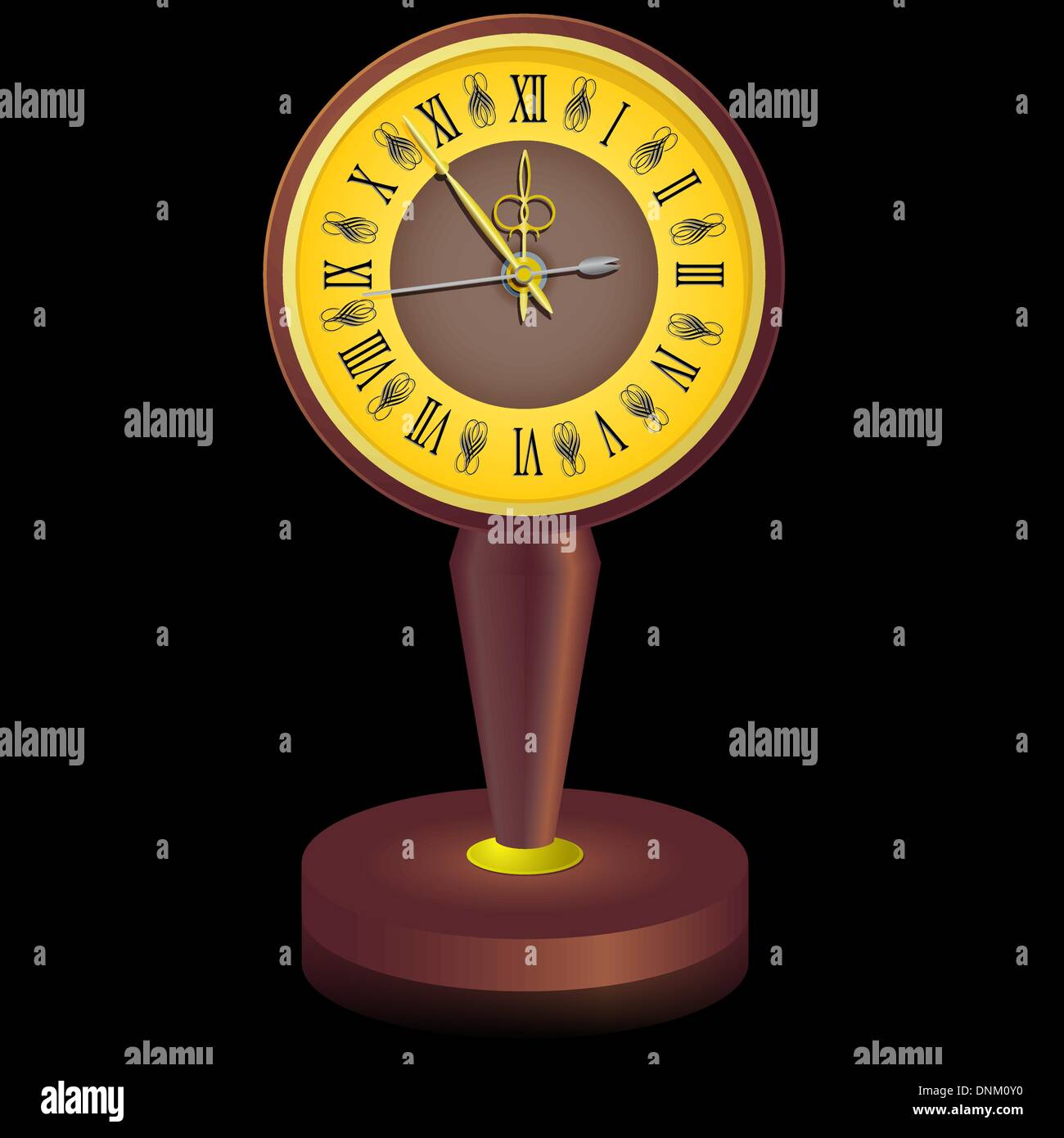 The vintage clock shortly before midnight. vector Stock Vector Image ...
