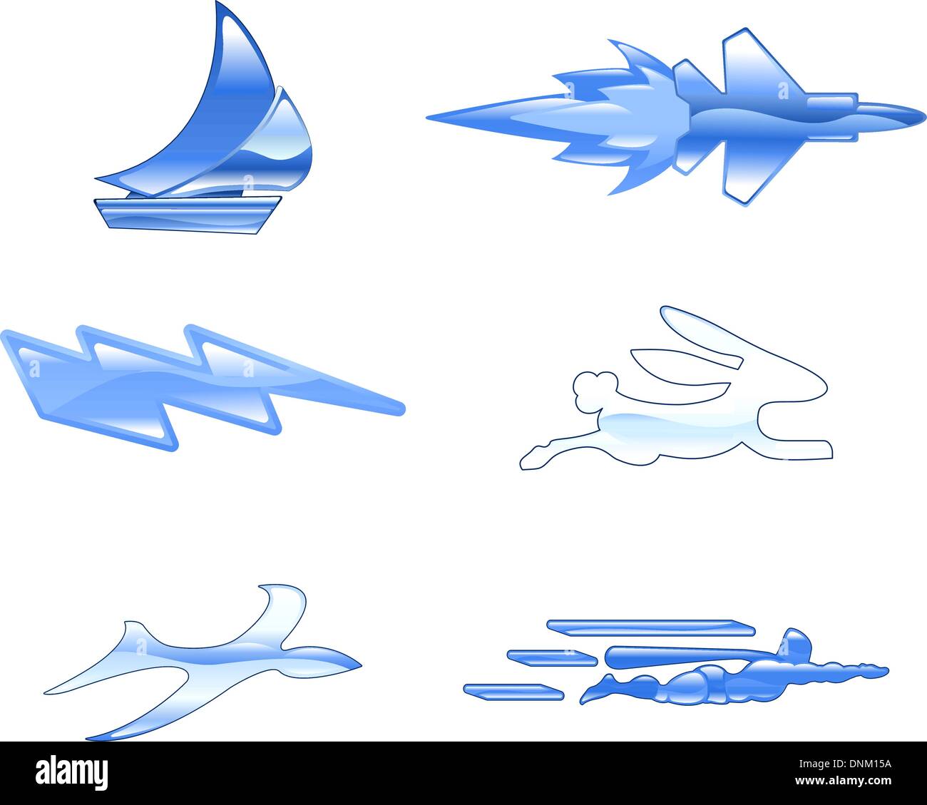 A conceptual icon set relating to speed, being fast, and or efficient ...