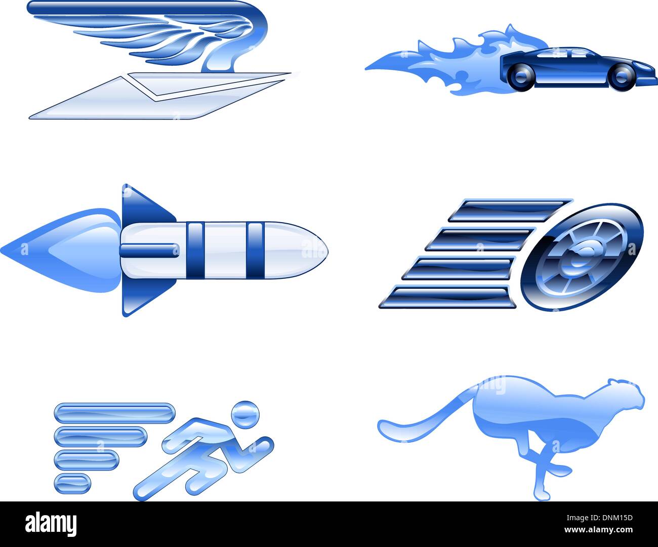 A conceptual icon set relating to speed, being fast, and or efficient ...