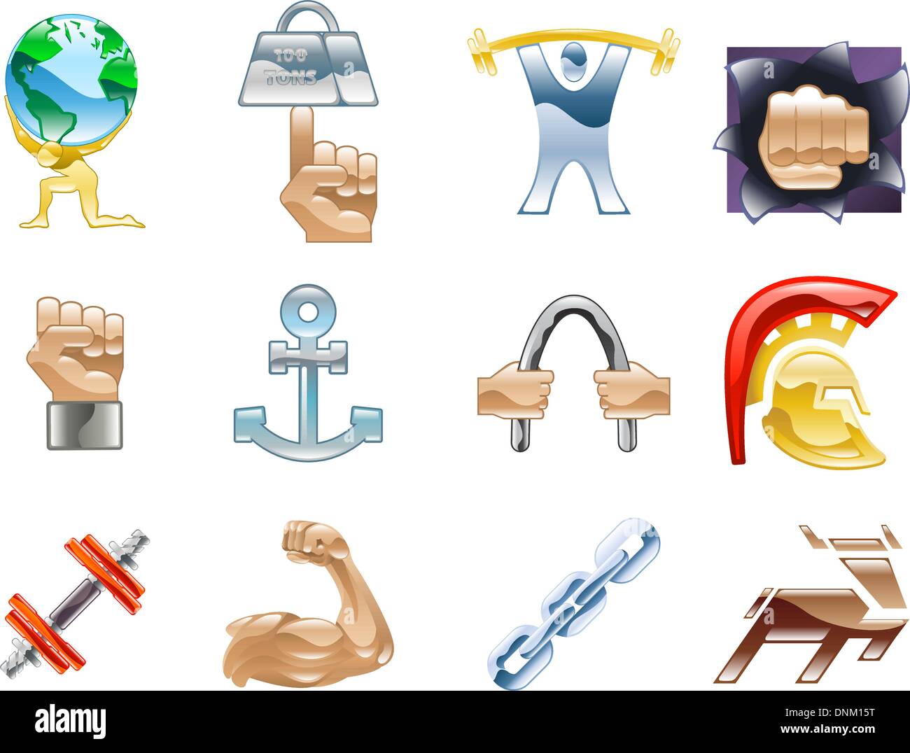 A conceptual icon set relating to strength and being strong Stock ...