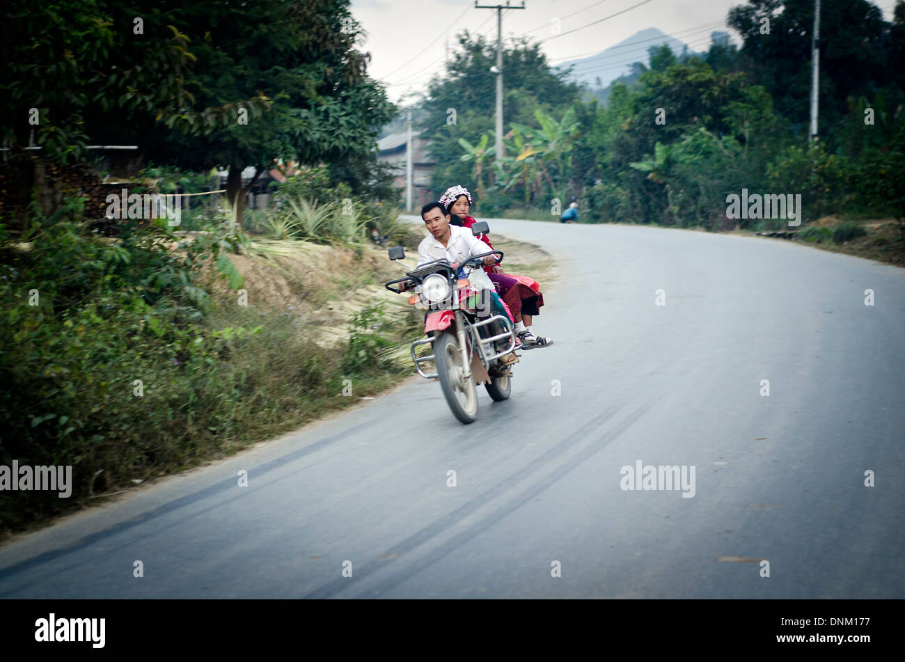 Motorbike on the road ,Muang Long ,Northern Laos Stock Photo - Alamy