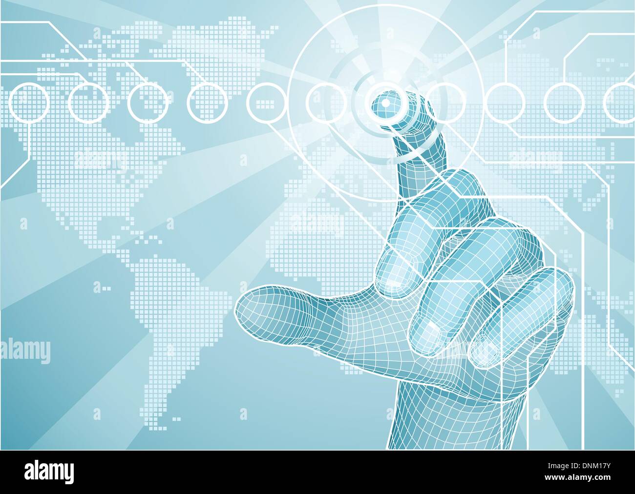 Users hand selecting concept background with world map Stock Vector ...