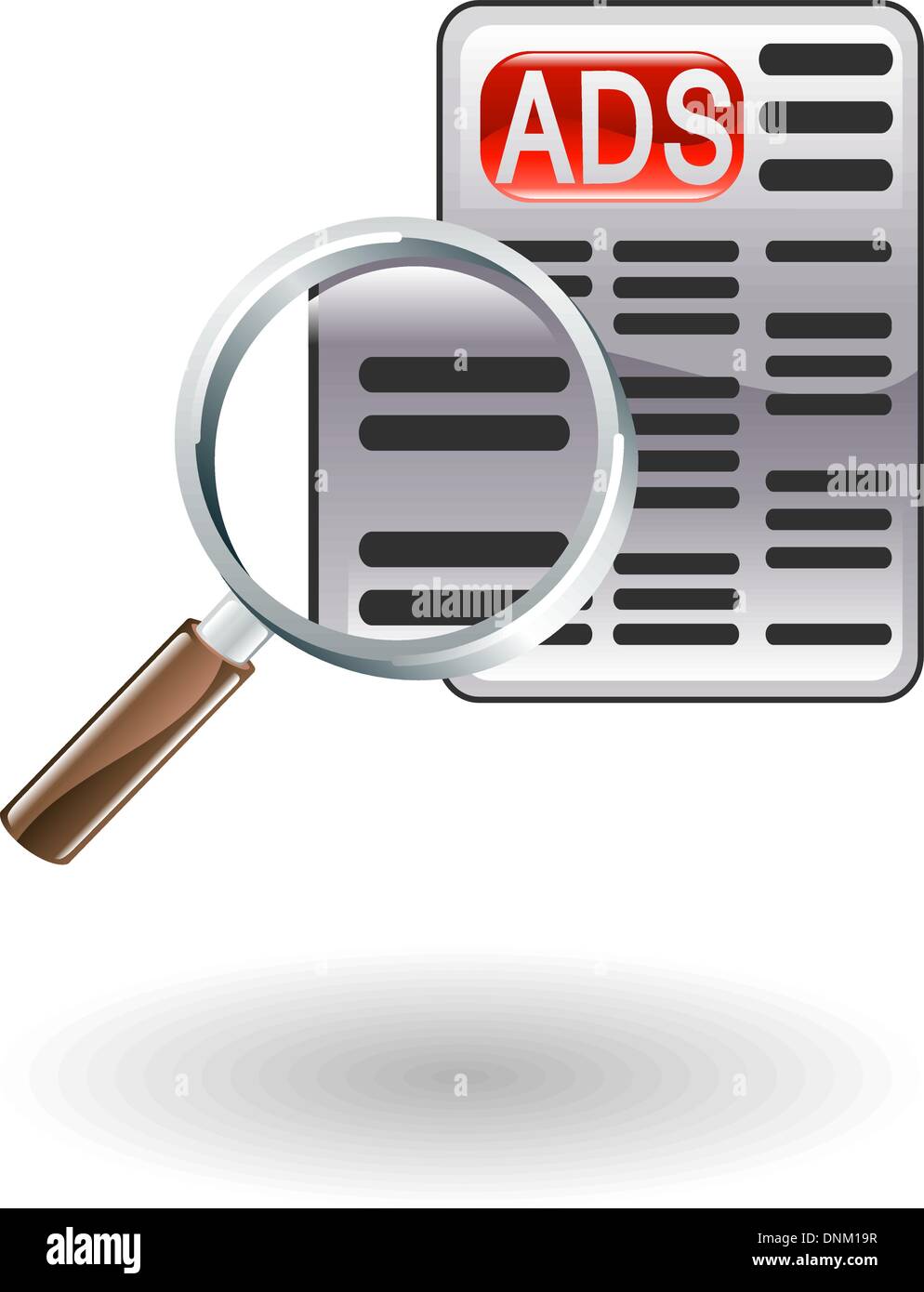 Illustration of ads with magnifying glass Stock Vector Image & Art - Alamy