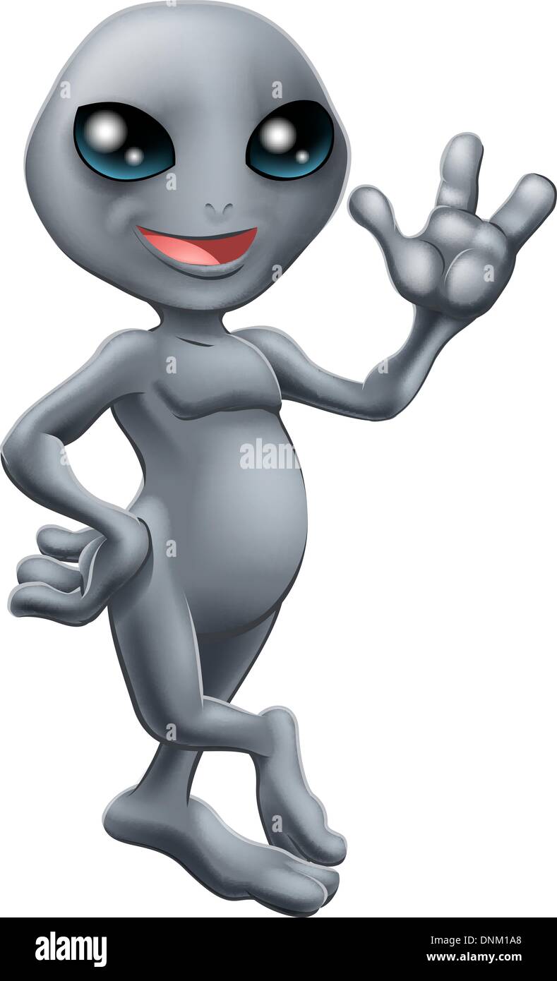 Illustration cute grey cartoon alien hi-res stock photography and ...