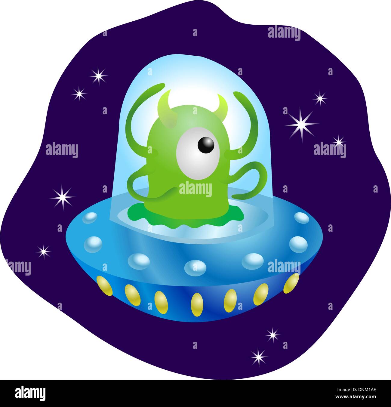 Cartoon alien in flying saucer hi-res stock photography and images - Alamy