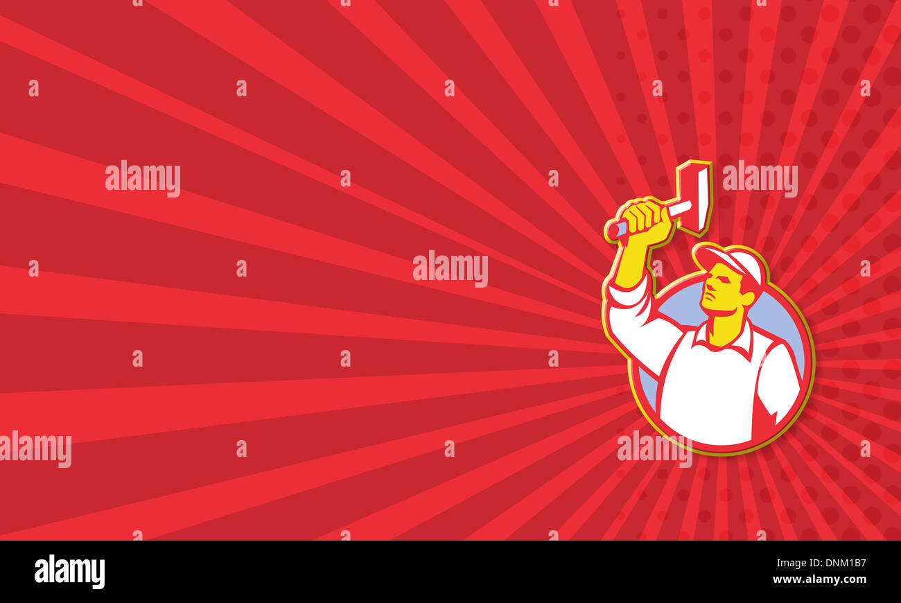 Business card template showing iillustration of a union worker with ...