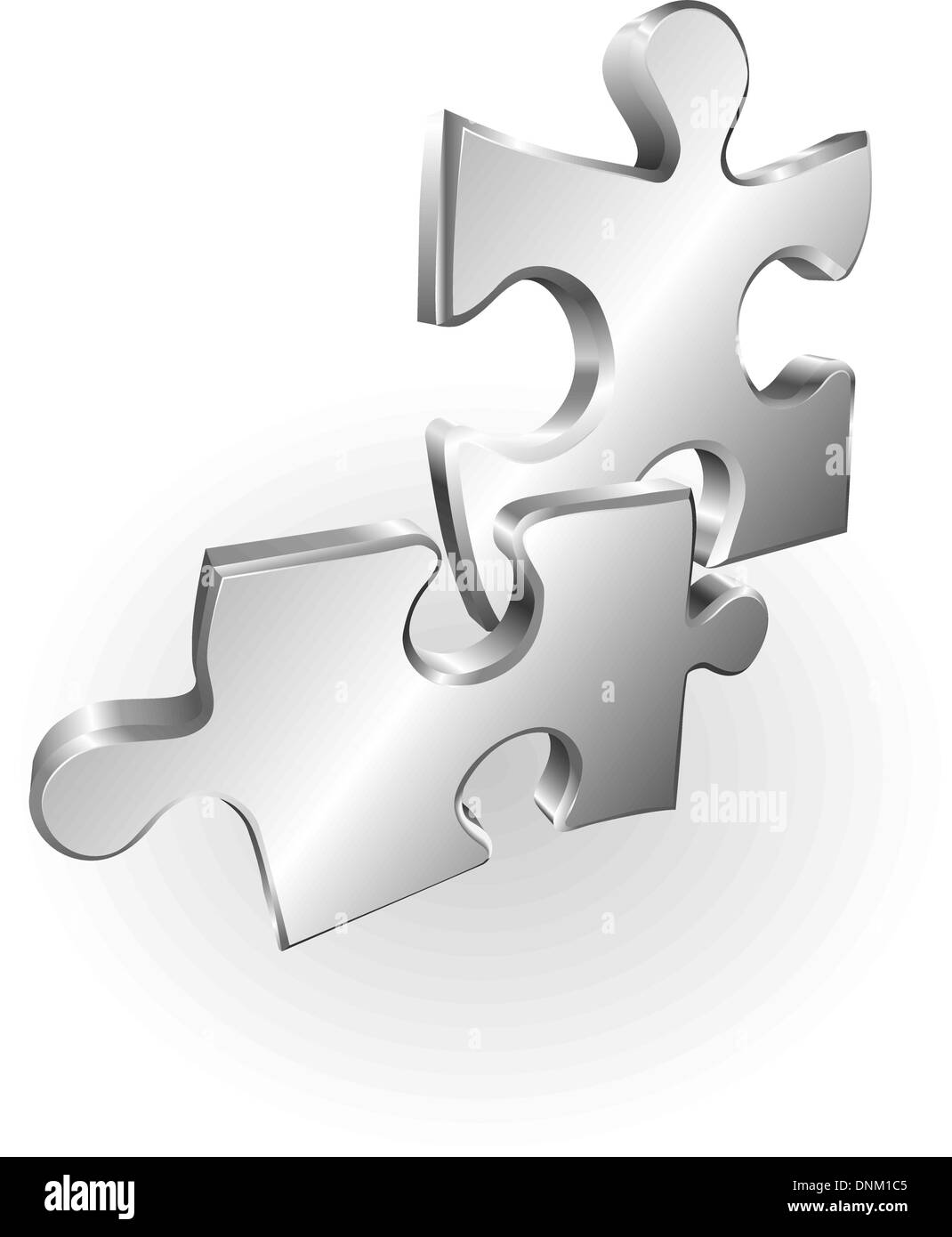 Illustration of two silver metallic jigsaw puzzle pieces Stock Vector ...