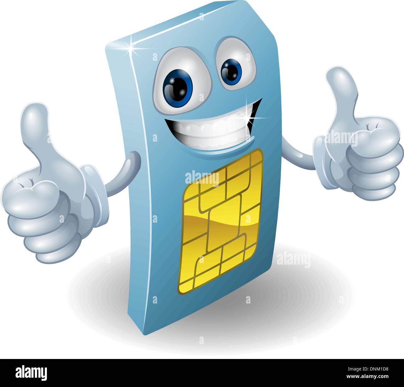Illustration of a happy phone sim card person doing a thumbs up Stock ...