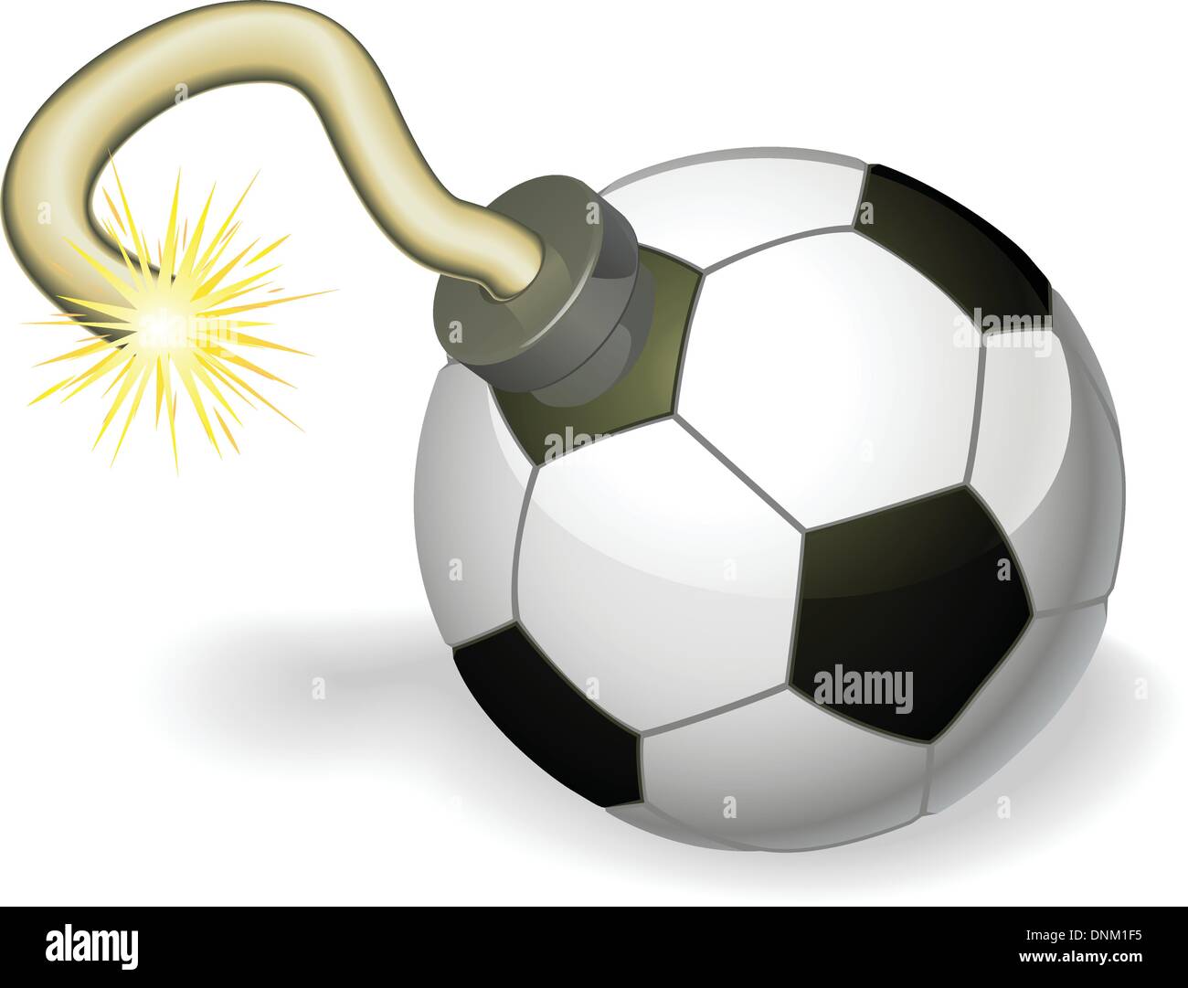 Retro cartoon soccer ball cherry bomb with lit fuse burning down ...