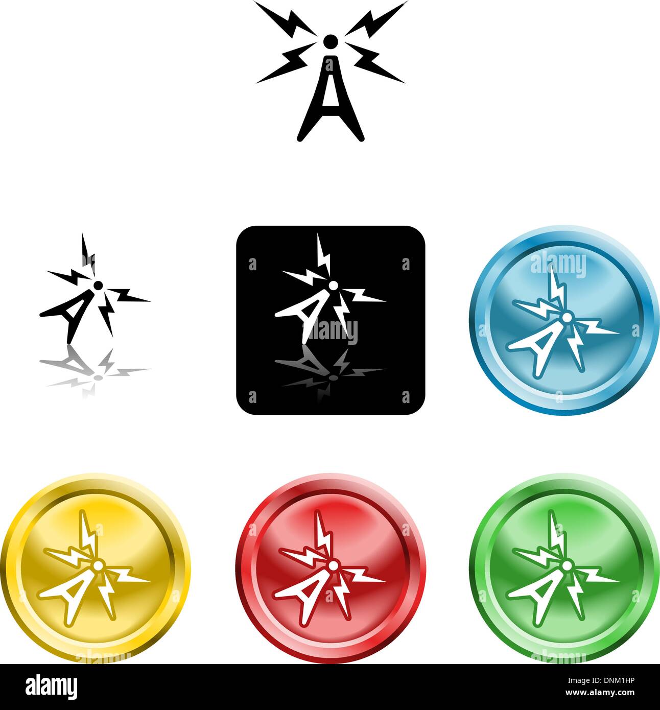 Several versions of an icon symbol of a stylised atenna aerial Stock ...