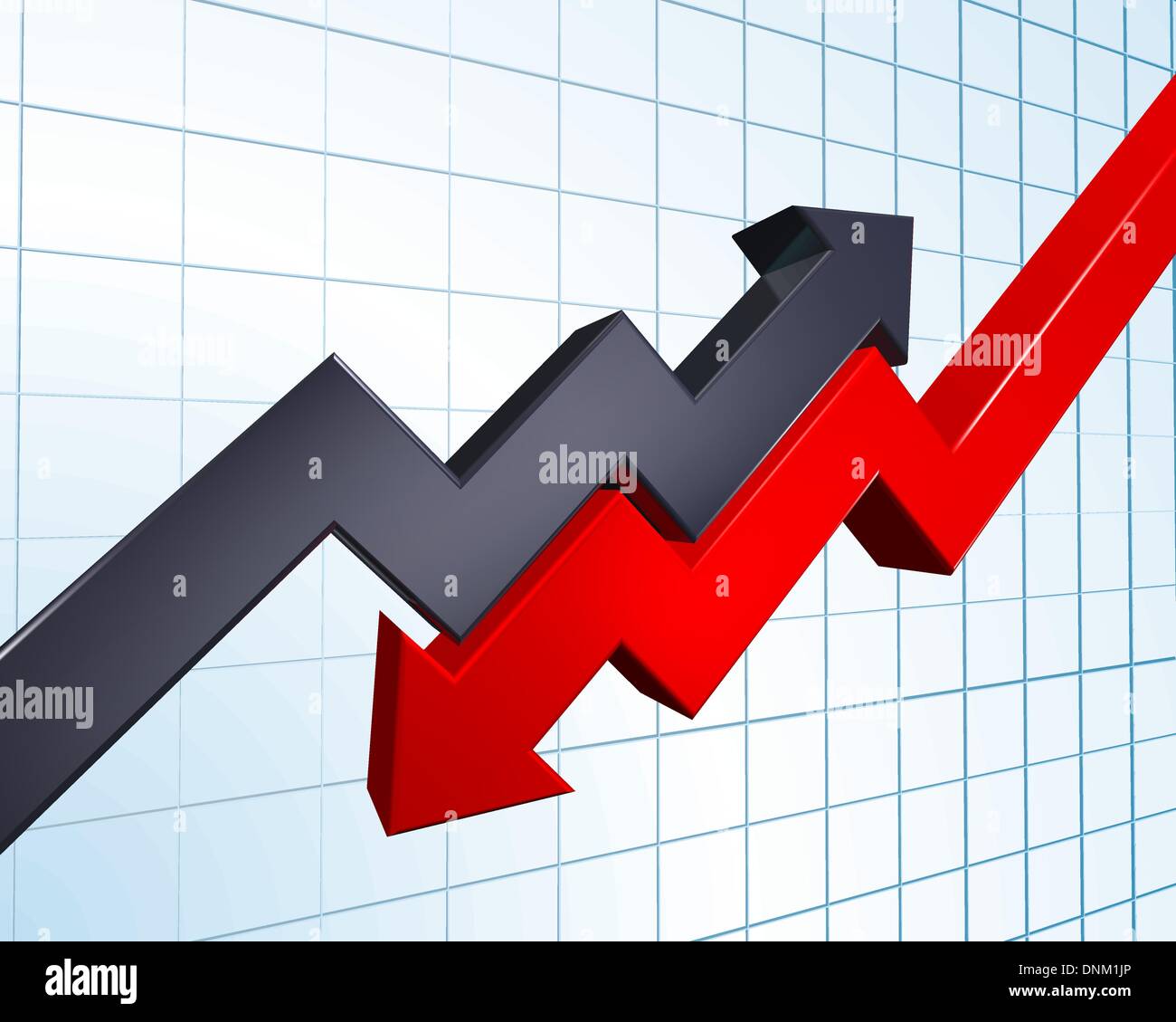 an illustration of arrows indicating profit and loss on a graph Stock ...