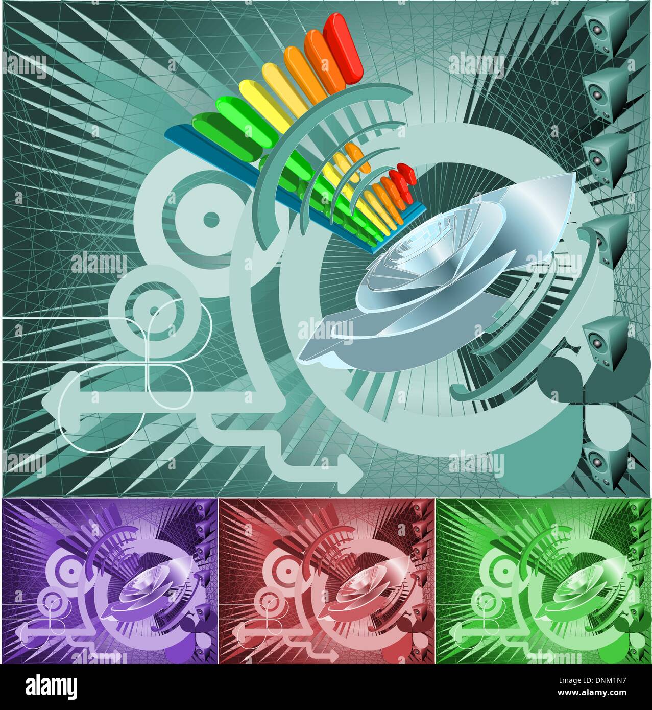 Illustration of a cool music or sound background featuring speakers and ...