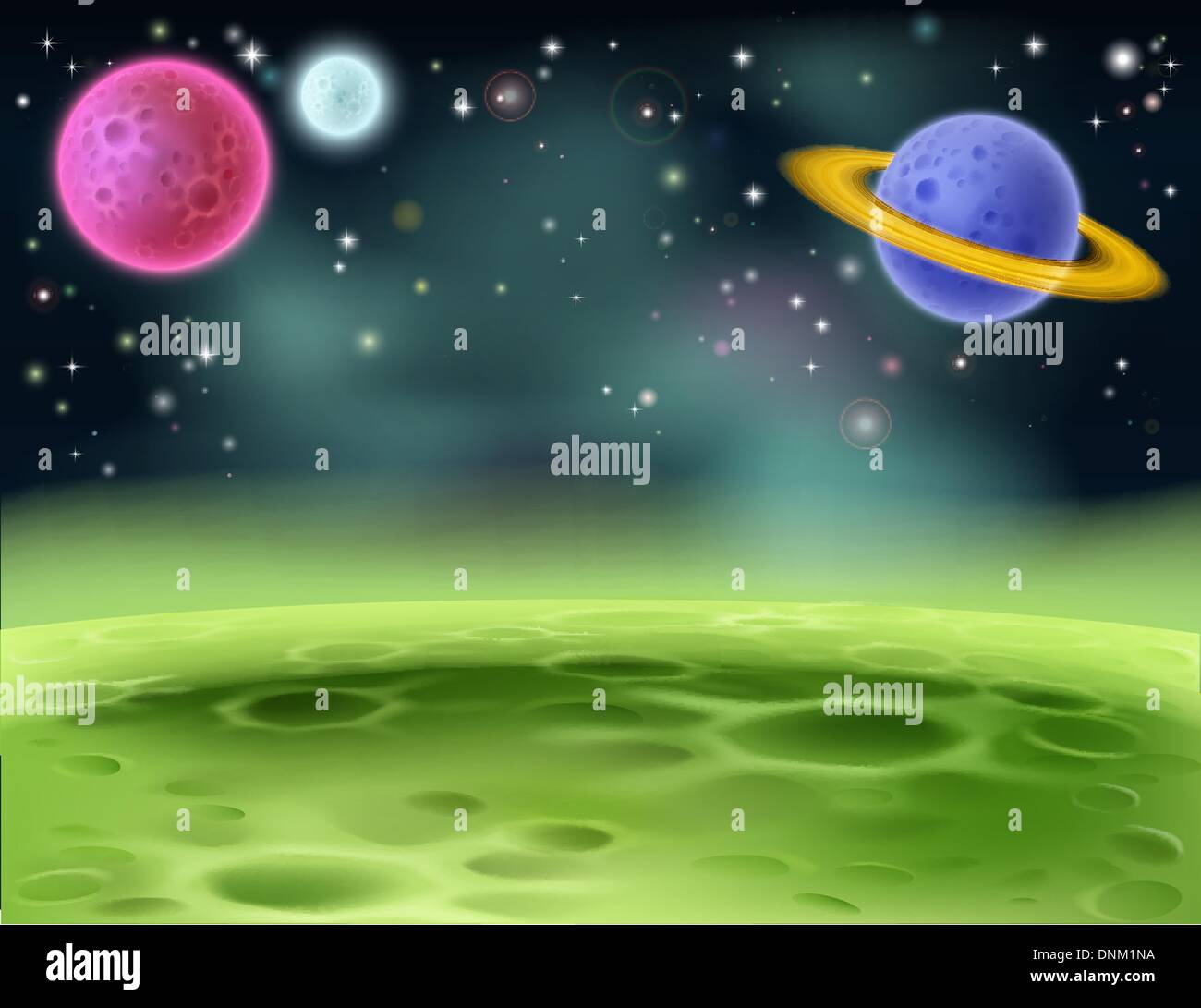 An illustration of an outer space cartoon background with colorful ...