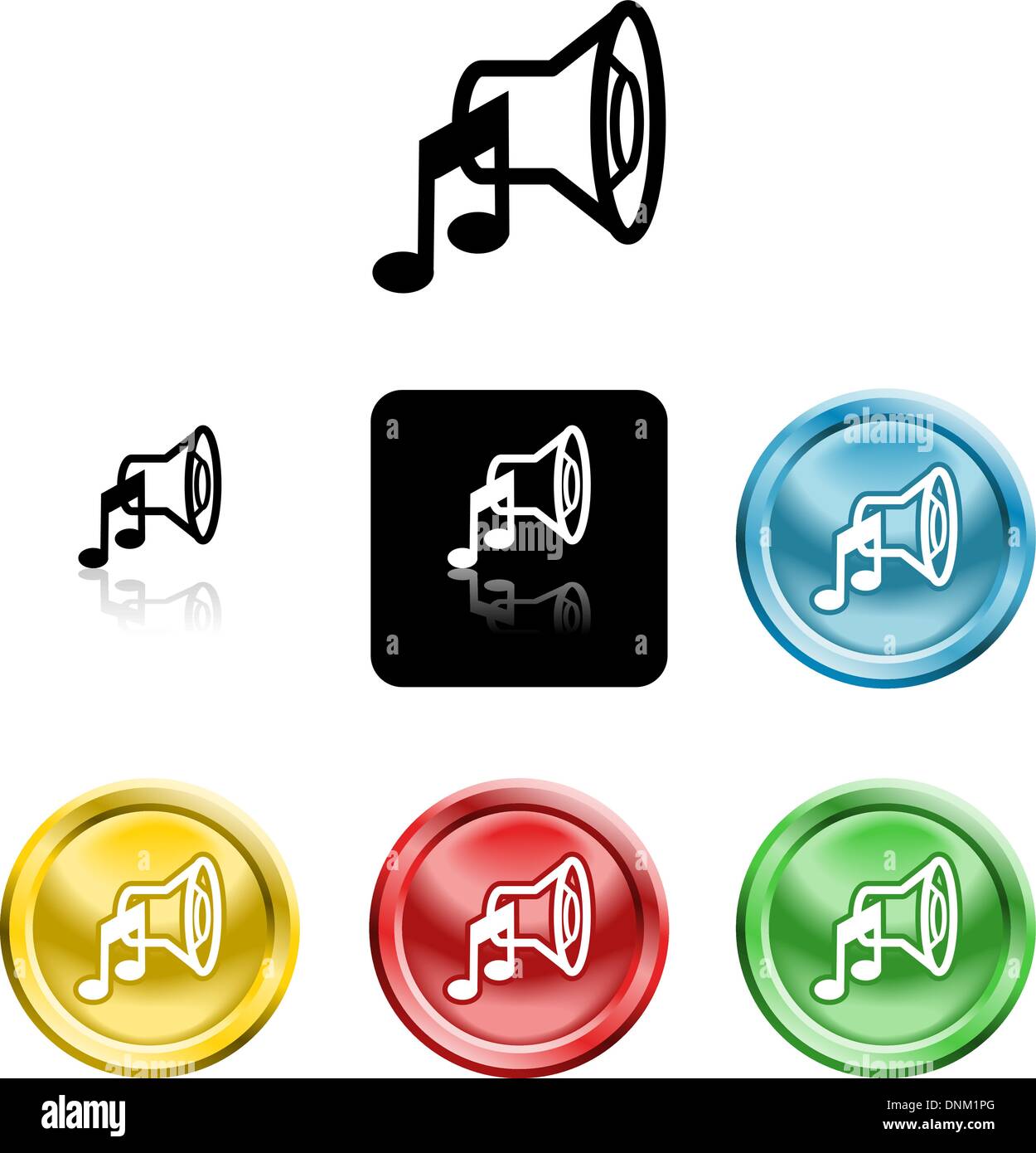 Several versions of a stylised speaker sound media icon symbol Stock ...
