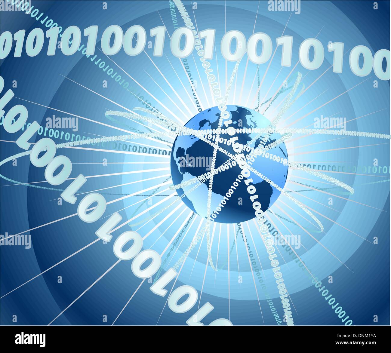 A dynamic 3d world map background with binary ones and zeros flowing round it Stock Vector Image ...