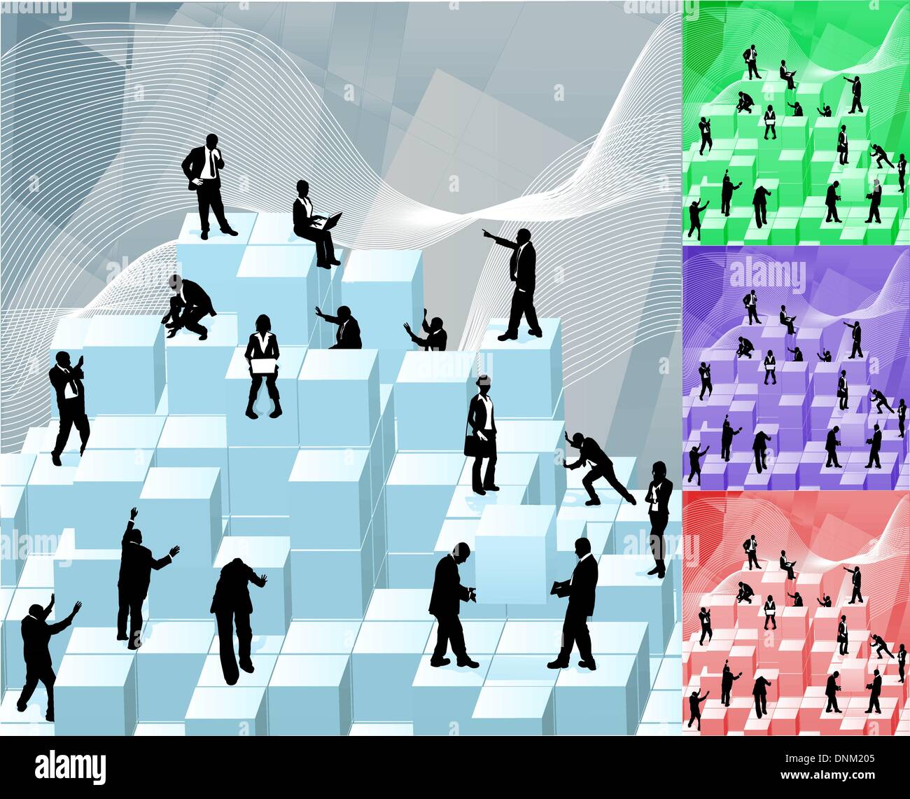 Conceptual piece. Business people building with blocks representing an ...