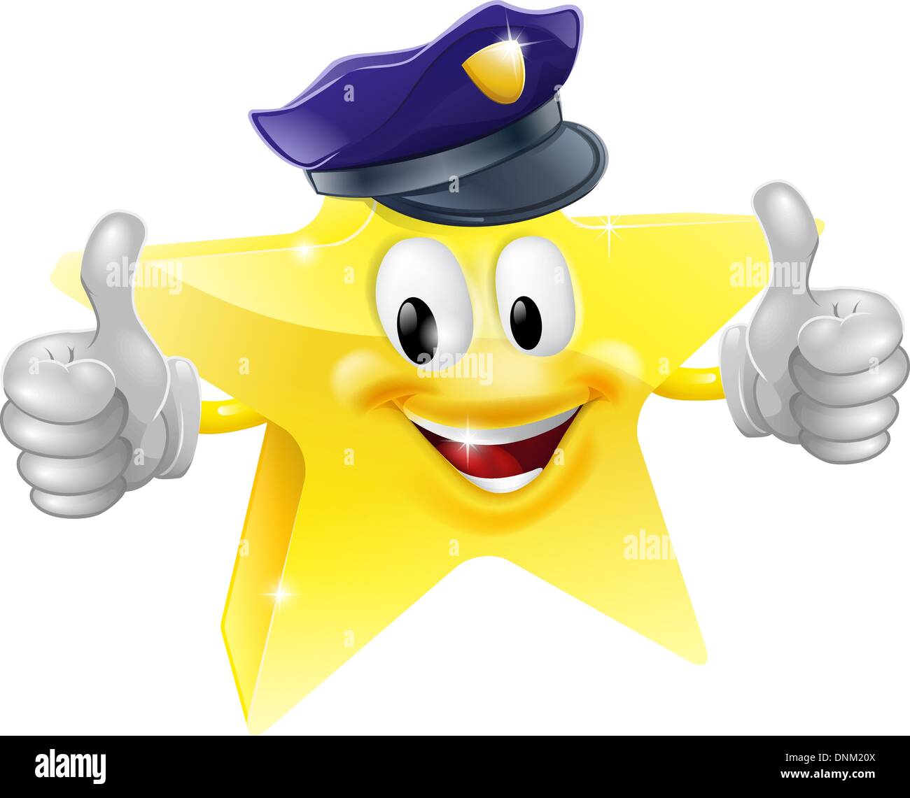 Star policeman cartoon of a star police character smiling and doing a ...