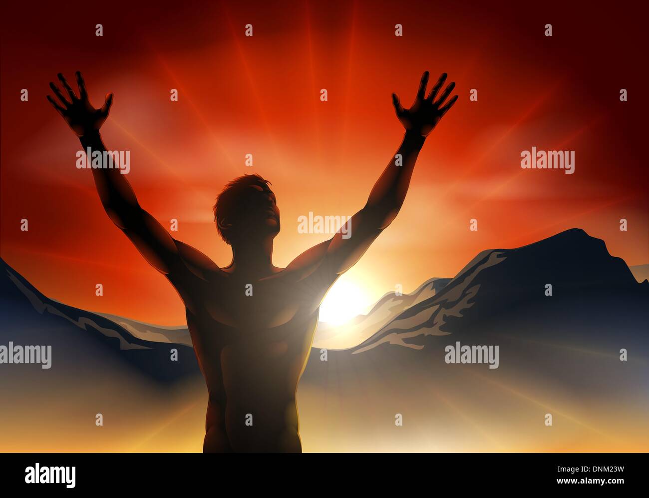 Man praying sunset Stock Vector Images - Alamy