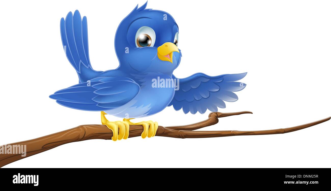 Bird On Tree Limb Cartoon