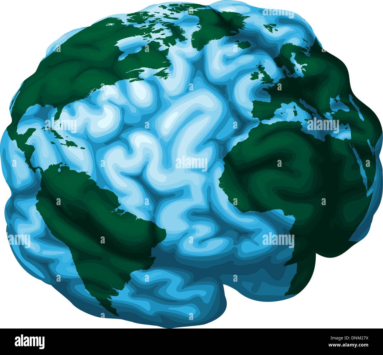 A conceptual illustration of a world globe in the shape of a human ...