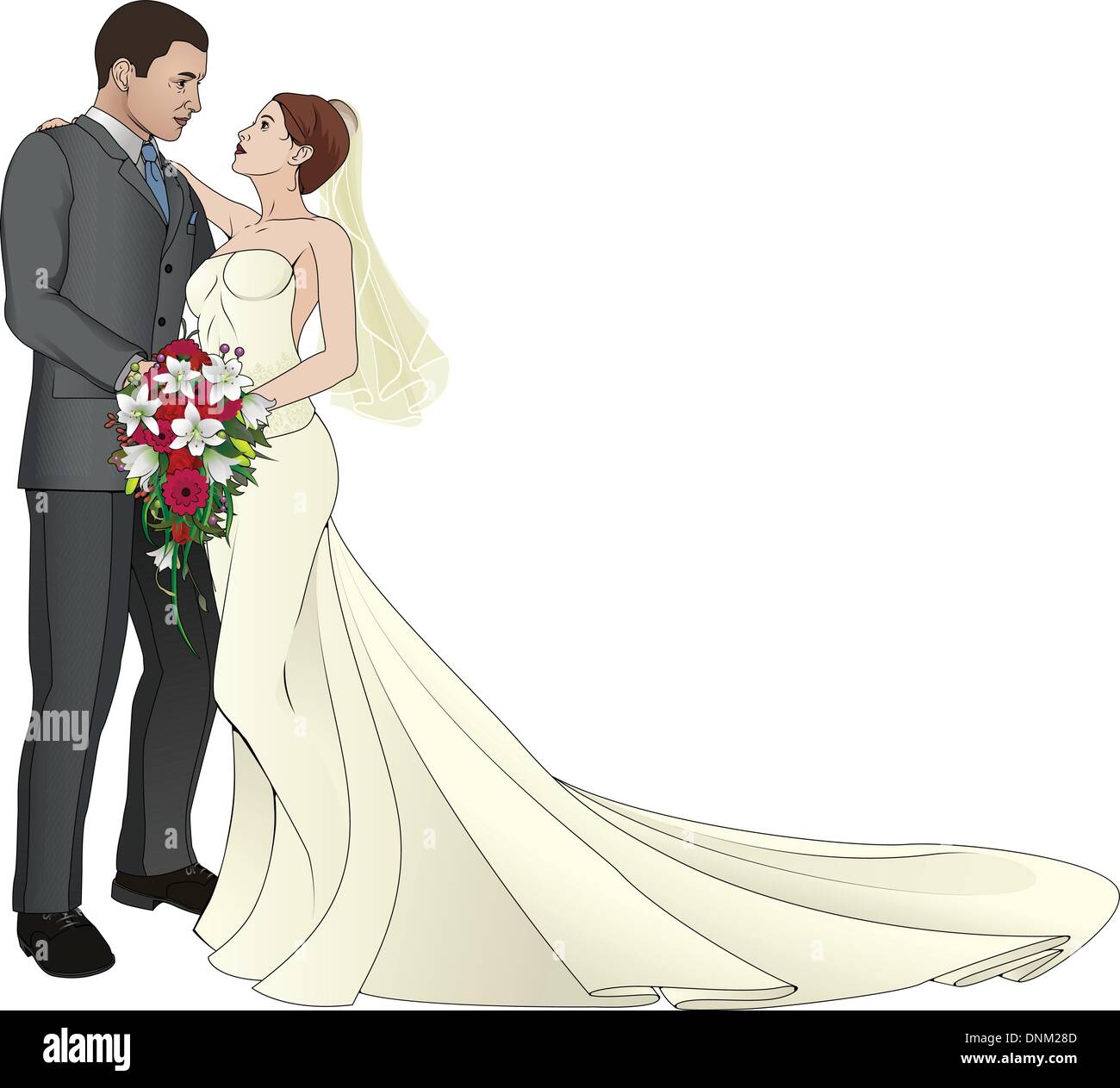 A Bride And Groom On Their Wedding Day About To Kiss Stock Vector Image