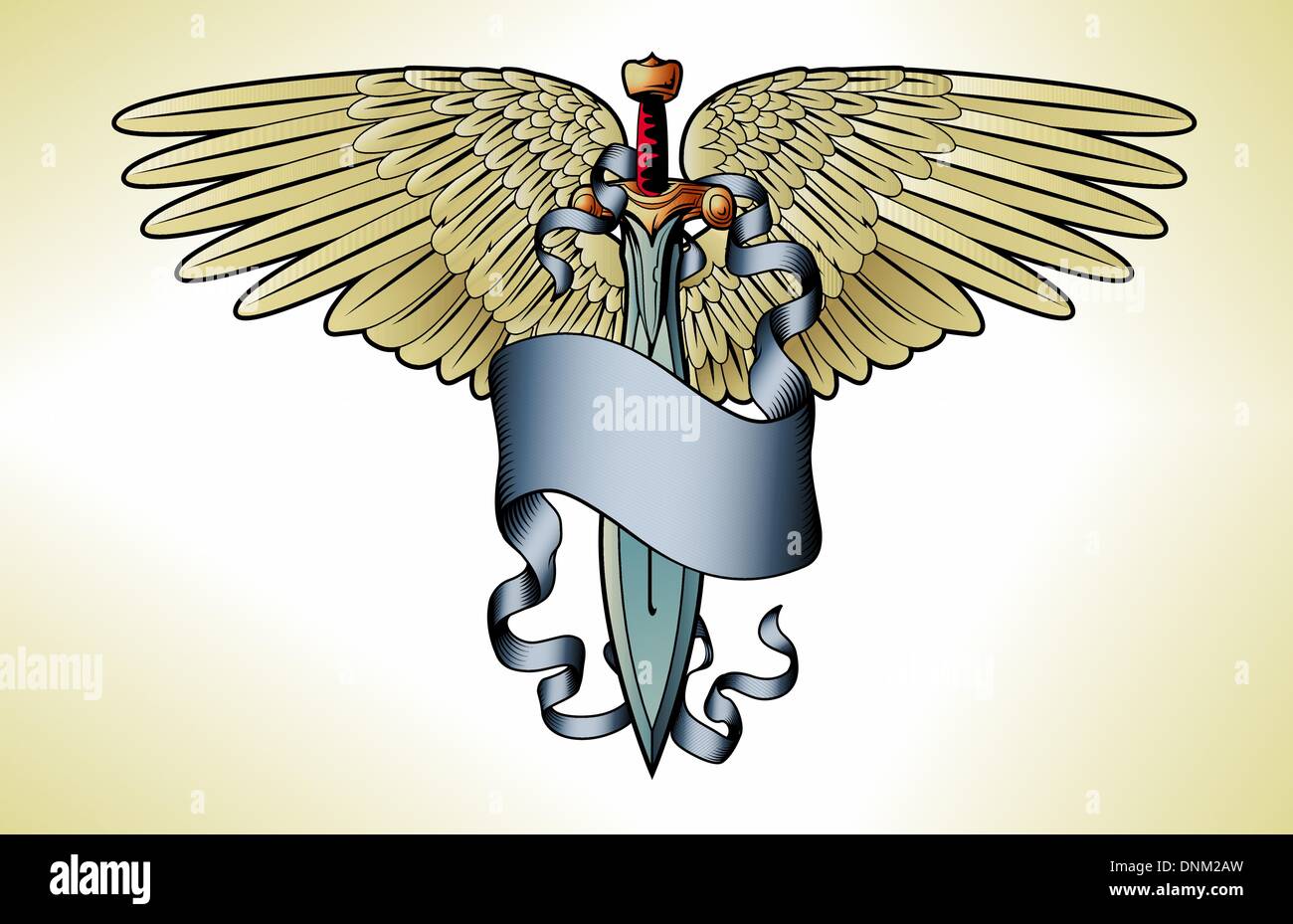 Sword And Shield Wings Tattoo