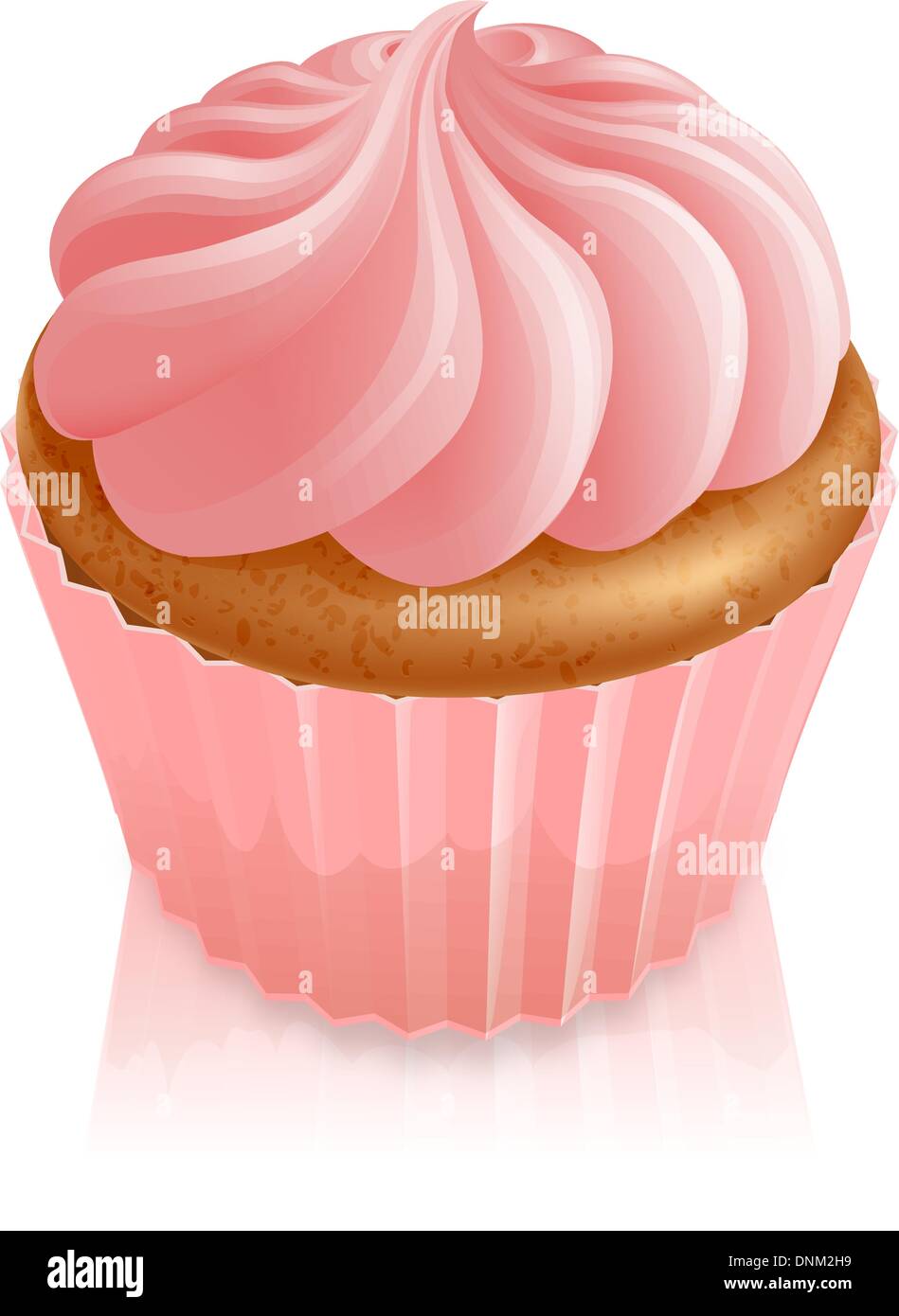 Illustration of pink fairy cake cupcake with icing Stock Vector Image ...