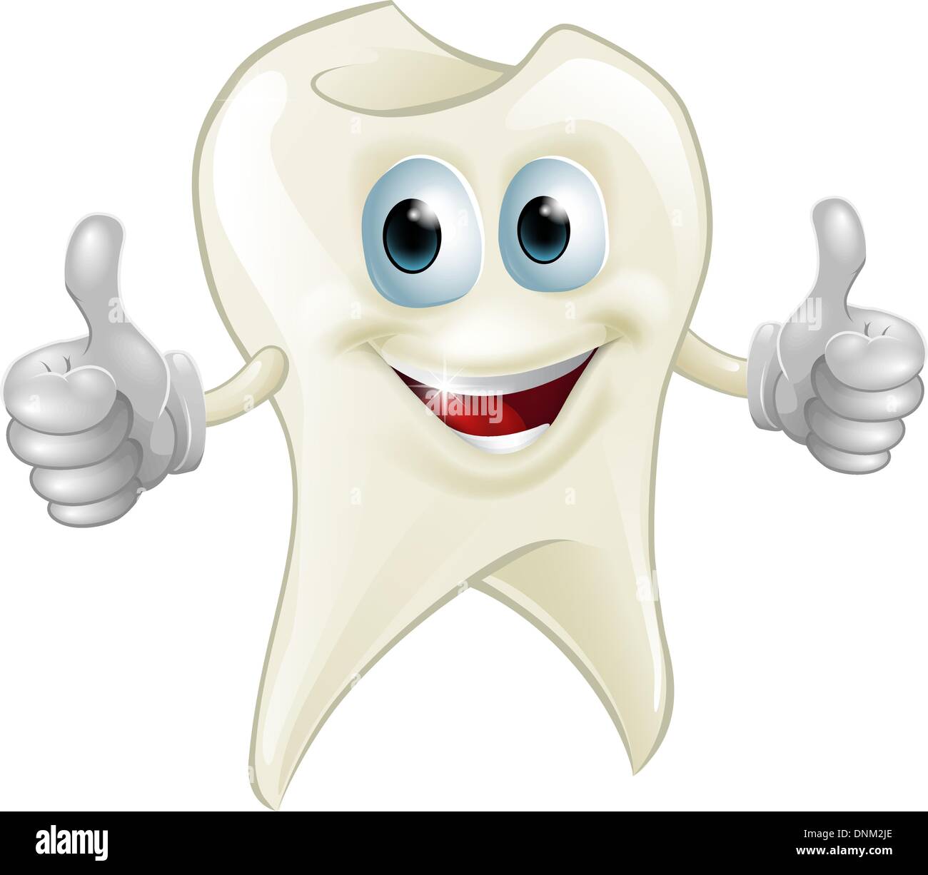 Illustration of a smiling tooth mascot character doing a double thumbs ...