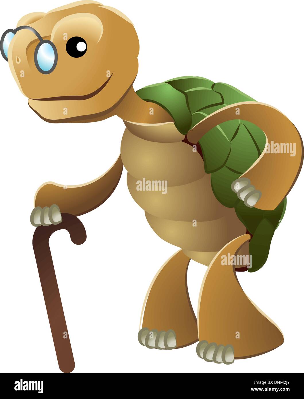 Illustration of elderly tortoise wearing eyeglasses and holding walking ...