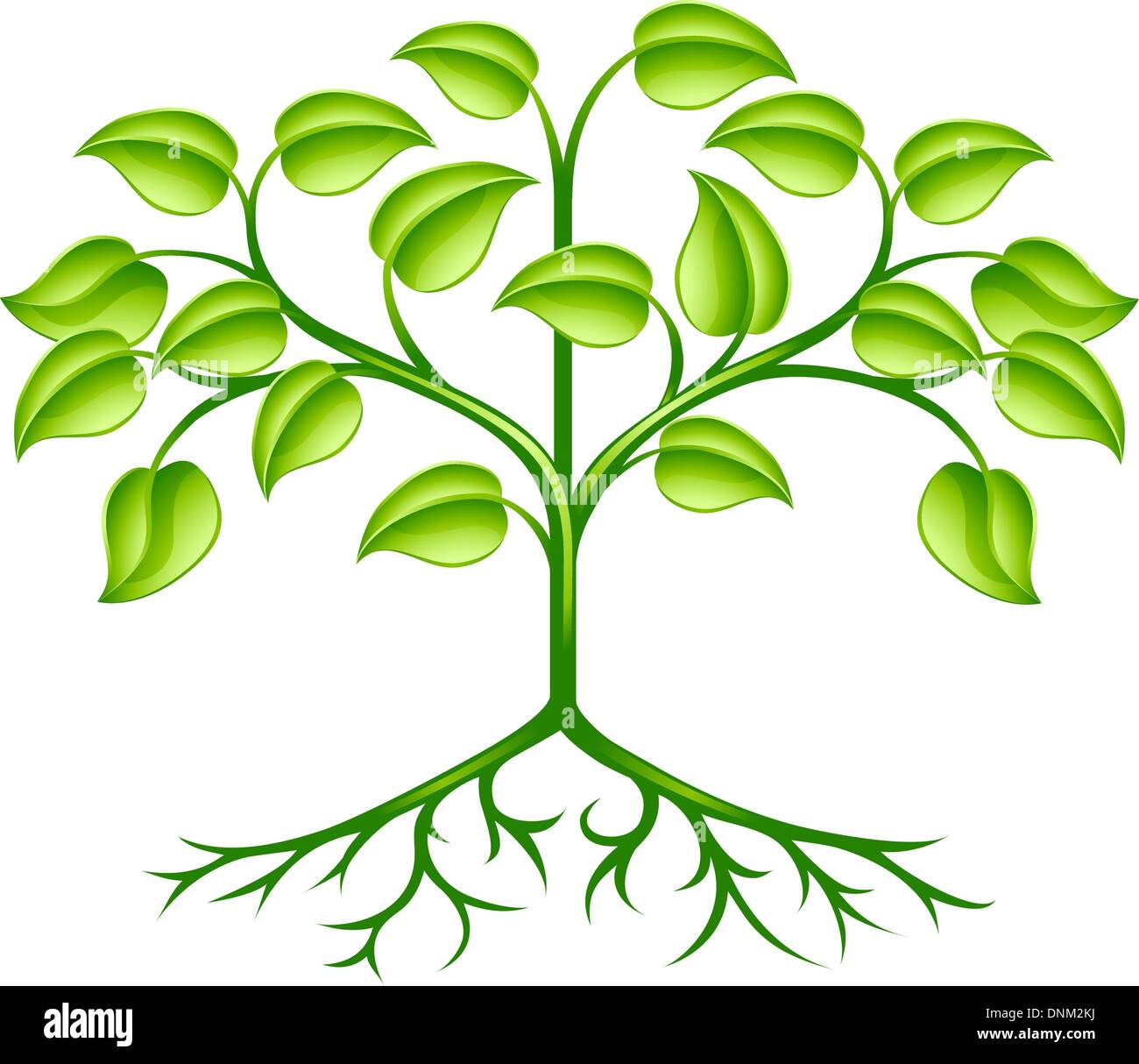A green stylised tree design element symbolising growth, nature or the ...