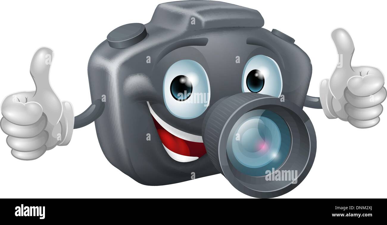 A happy cartoon camera mascot grinning and giving a double thumbs up ...