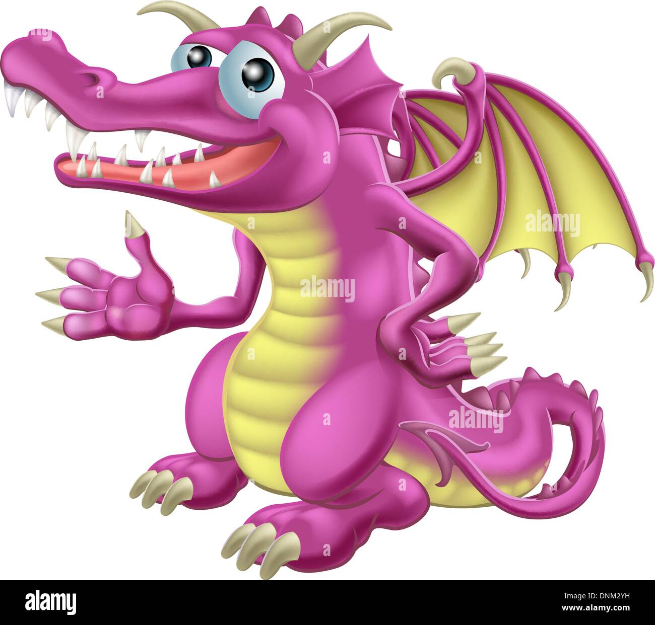 Illustration of a cute happy purple dragon character mascot Stock ...