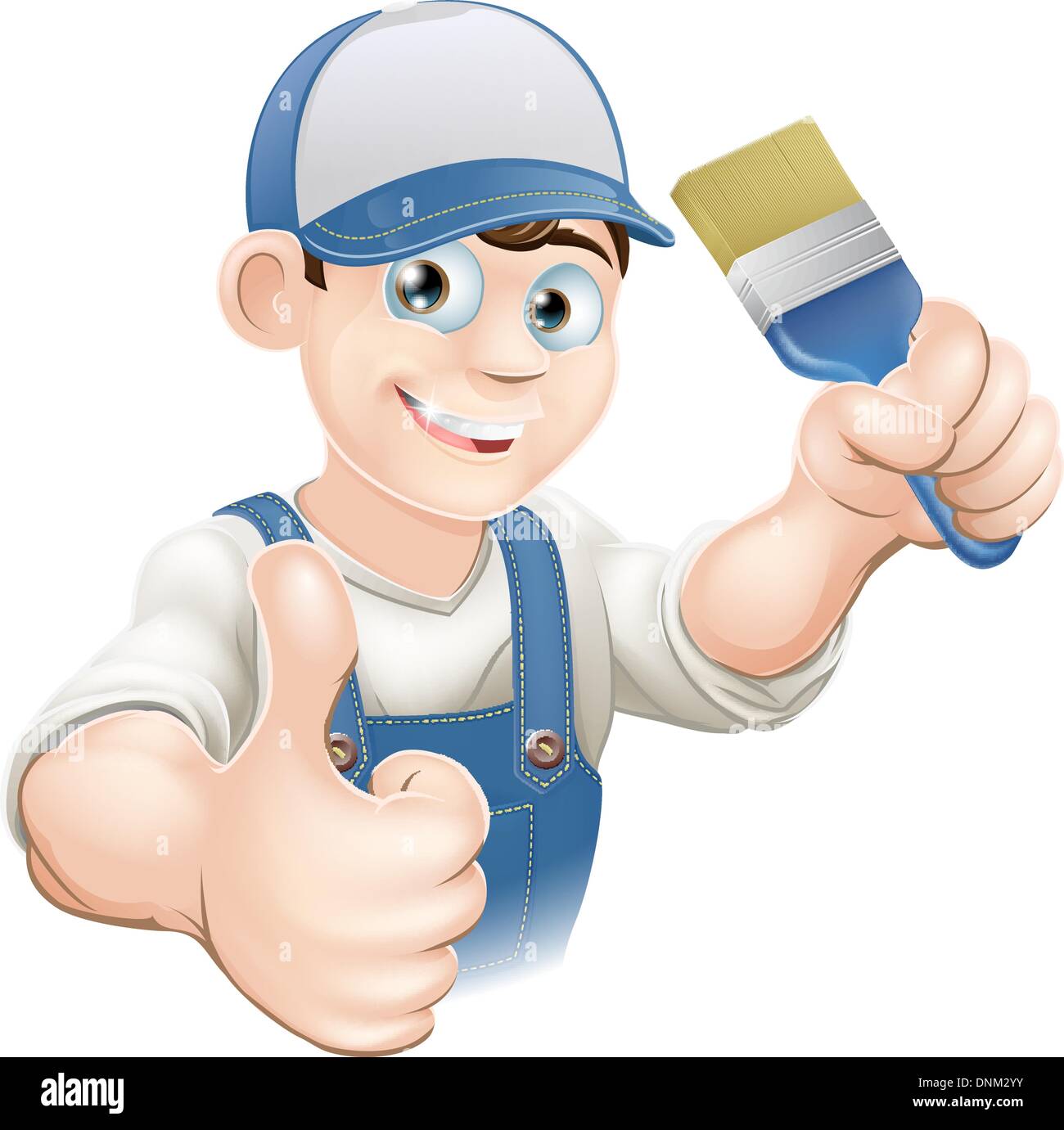 Illustration of a cartoon painter or decorator holding a paintbrush and ...