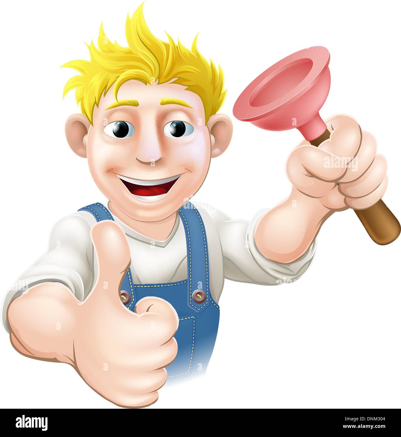 An illustration of a cartoon plumber or drains guy with a sink or ...