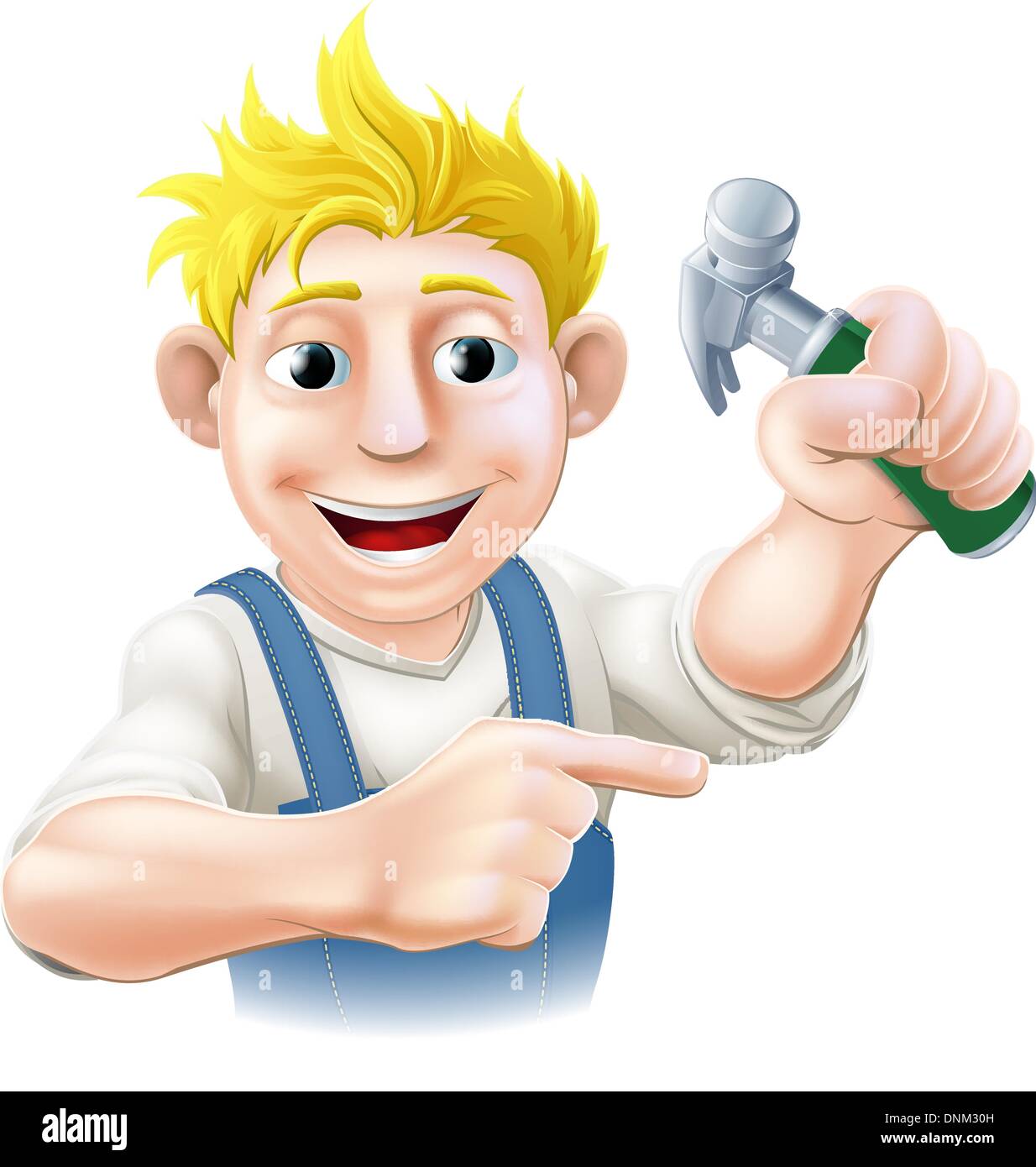 Illustration of a construction guy holding a hammer and pointing Stock ...