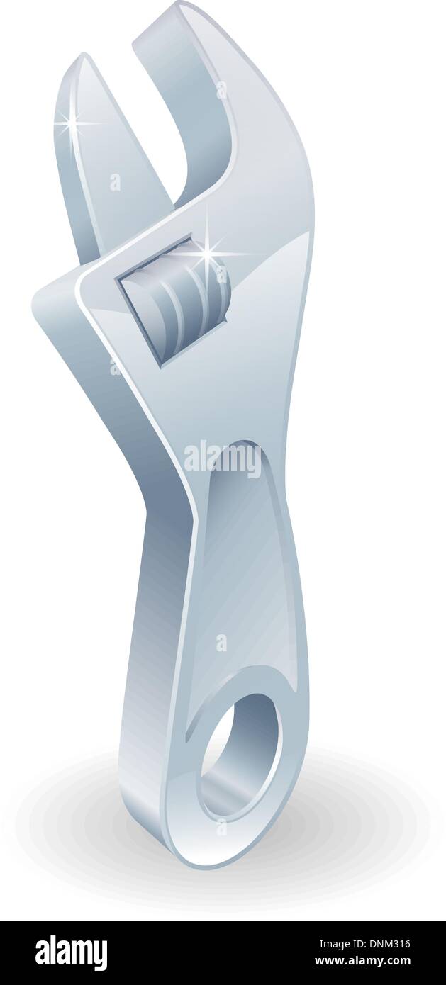 An illustration of a cartoon adjustable wrench or spanner Stock Vector ...