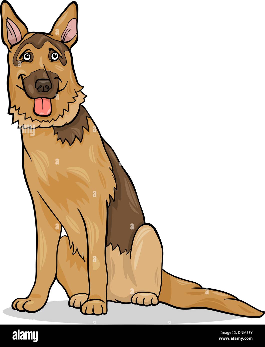 Cartoon Illustration of Funny German Shepherd Purebred Dog Stock Vector ...