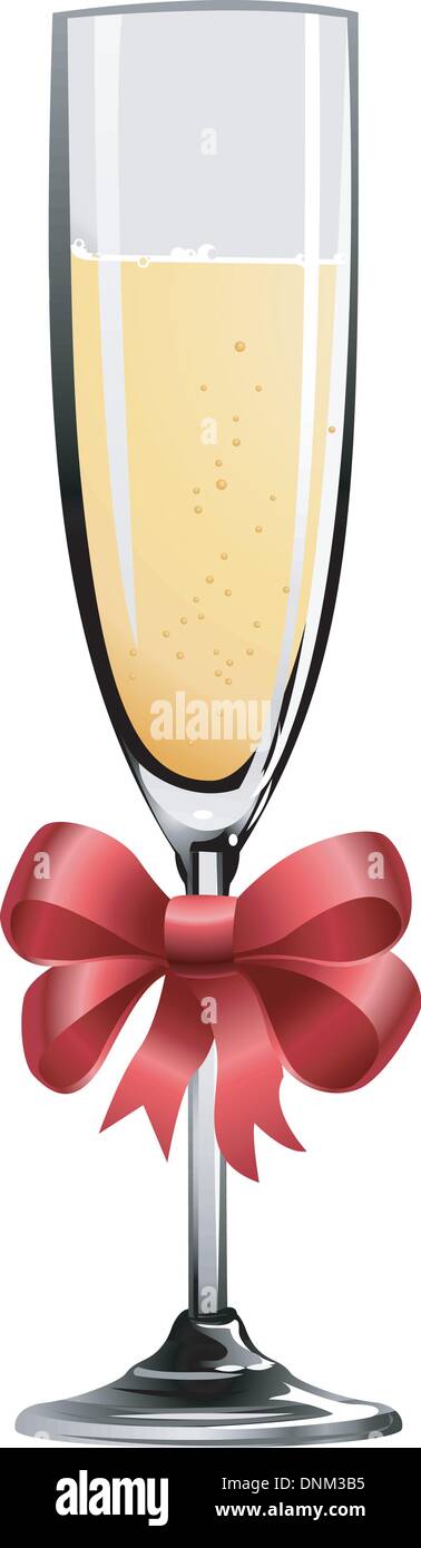 Illustration of champagne glass with red ribbon Stock Vector Image ...