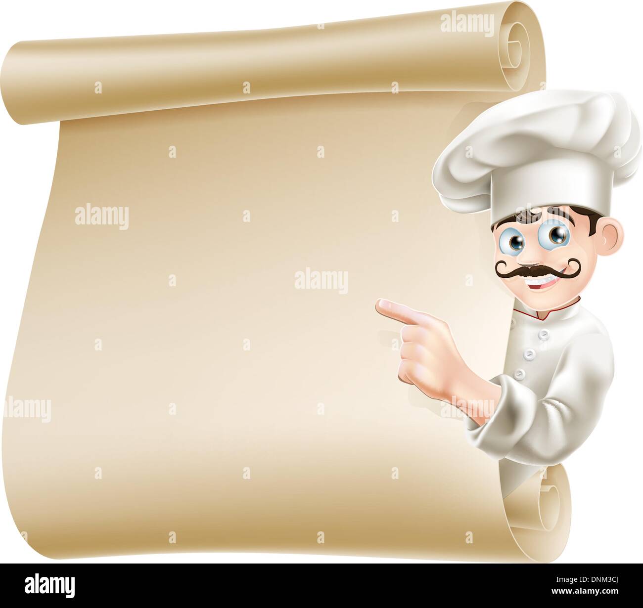 Illustration of a happy cartoon chef pointing at menu Stock Vector ...