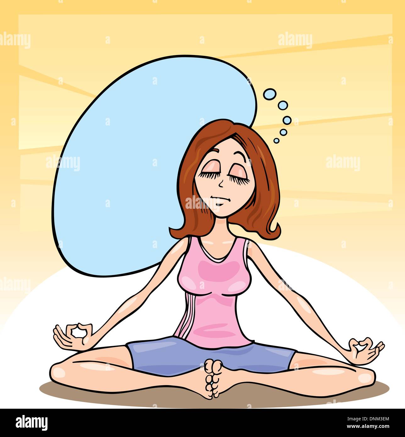 Cartoon illustration of meditating woman Stock Vector Image & Art - Alamy