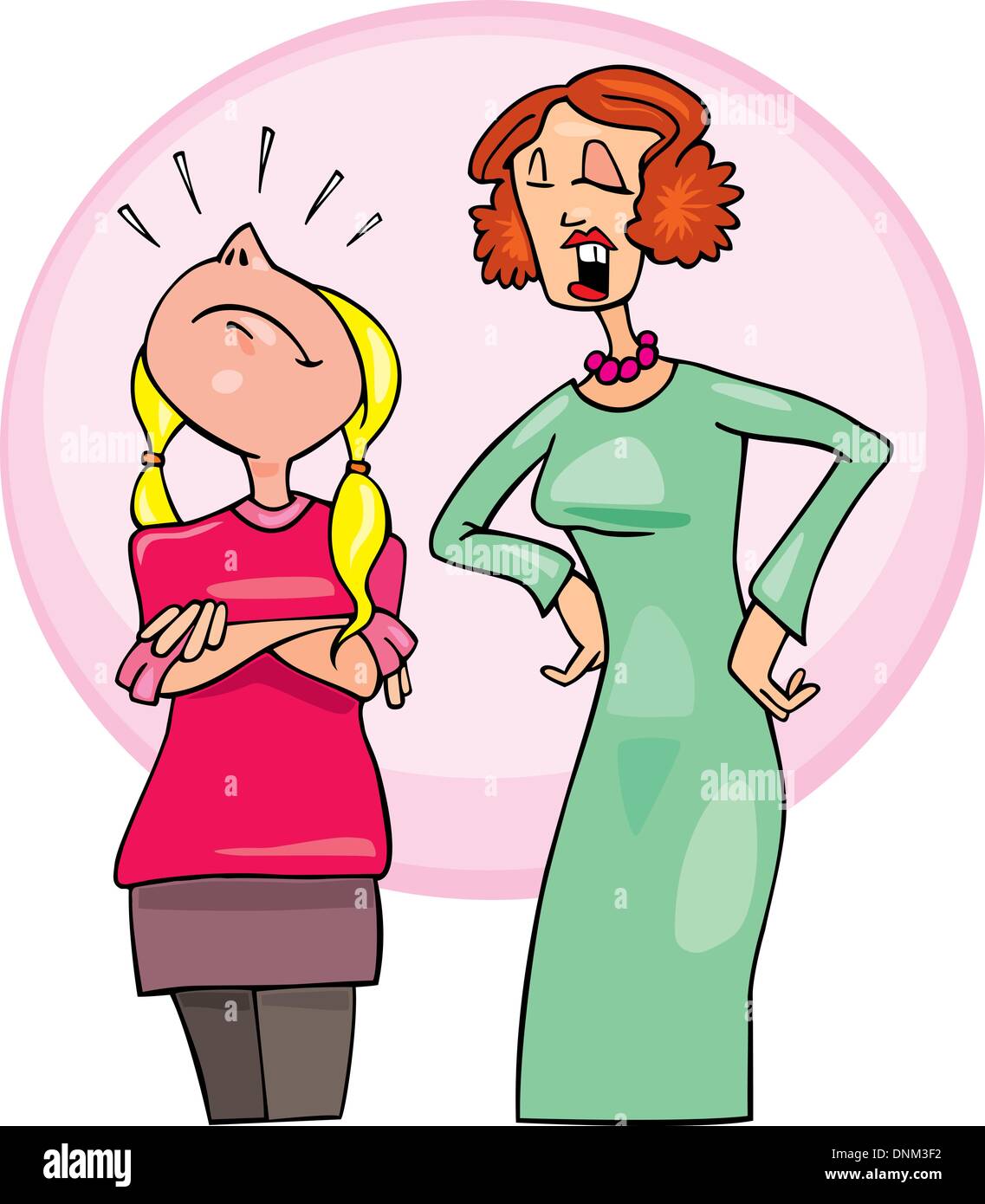 Illustration of puffed up girl and her mother Stock Vector Image & Art ...