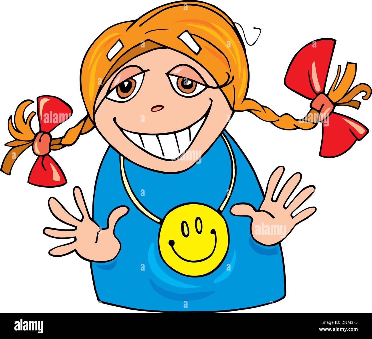 Cartoon illustration of happy girl smiling Stock Vector Image & Art - Alamy