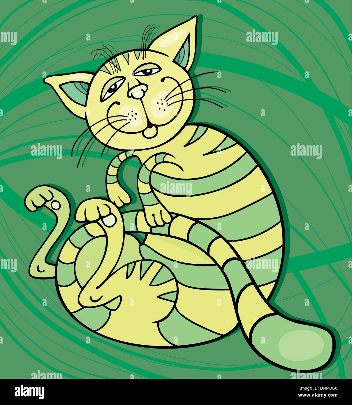 Illustration of Happy Green Cat Stock Vector Image & Art - Alamy