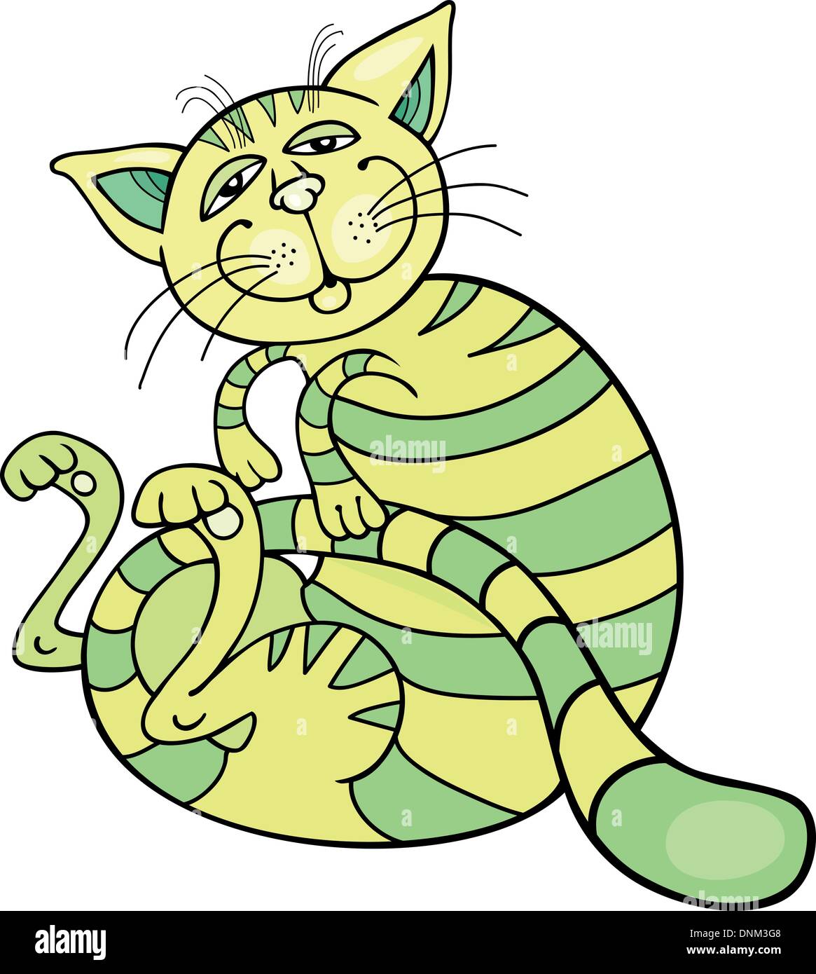 Cartoon illustration of happy green cat Stock Vector Image & Art - Alamy