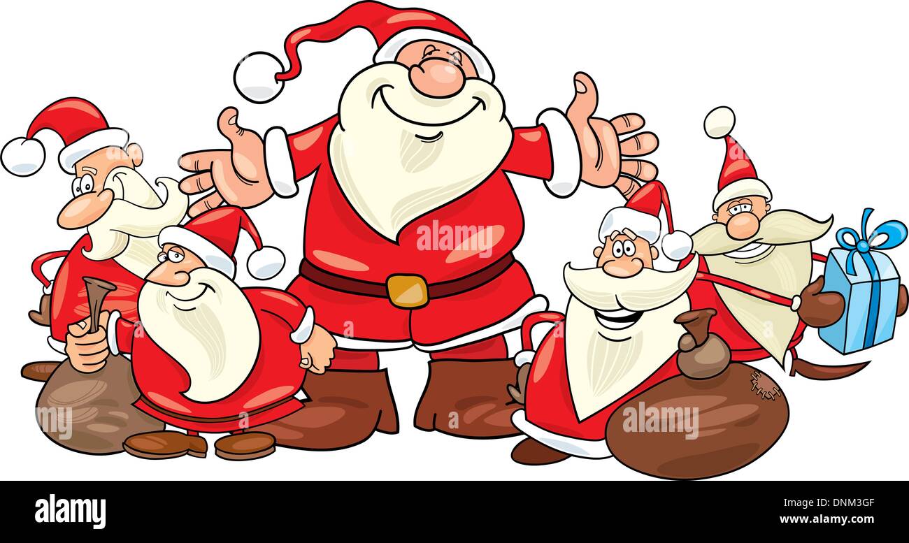 illustration of five santa clauses group Stock Vector Image & Art - Alamy