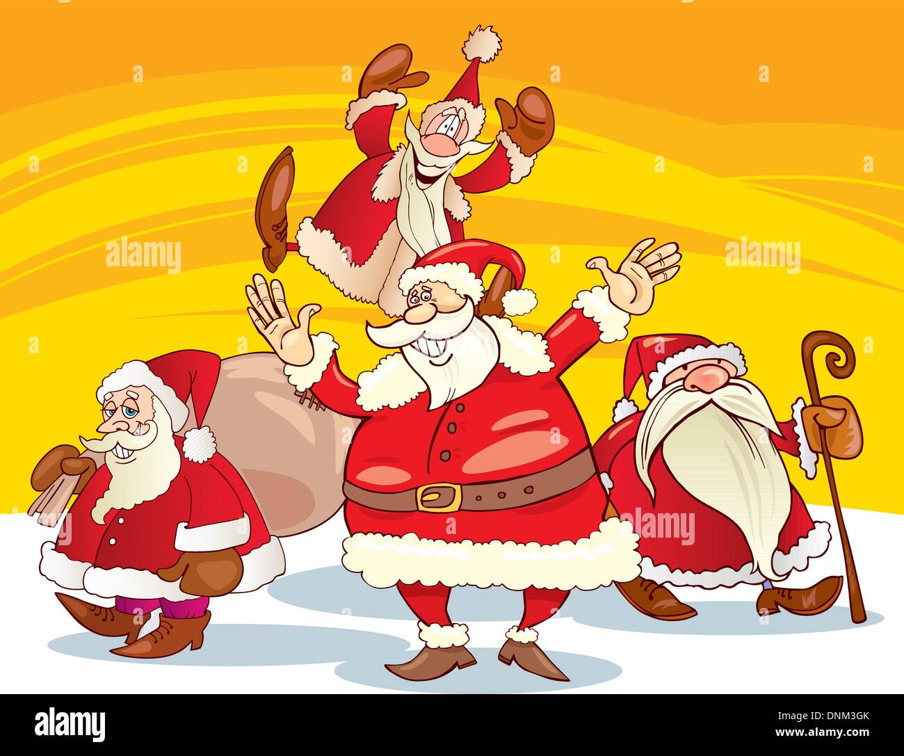 illustration of four santa clauses group Stock Vector Image & Art - Alamy
