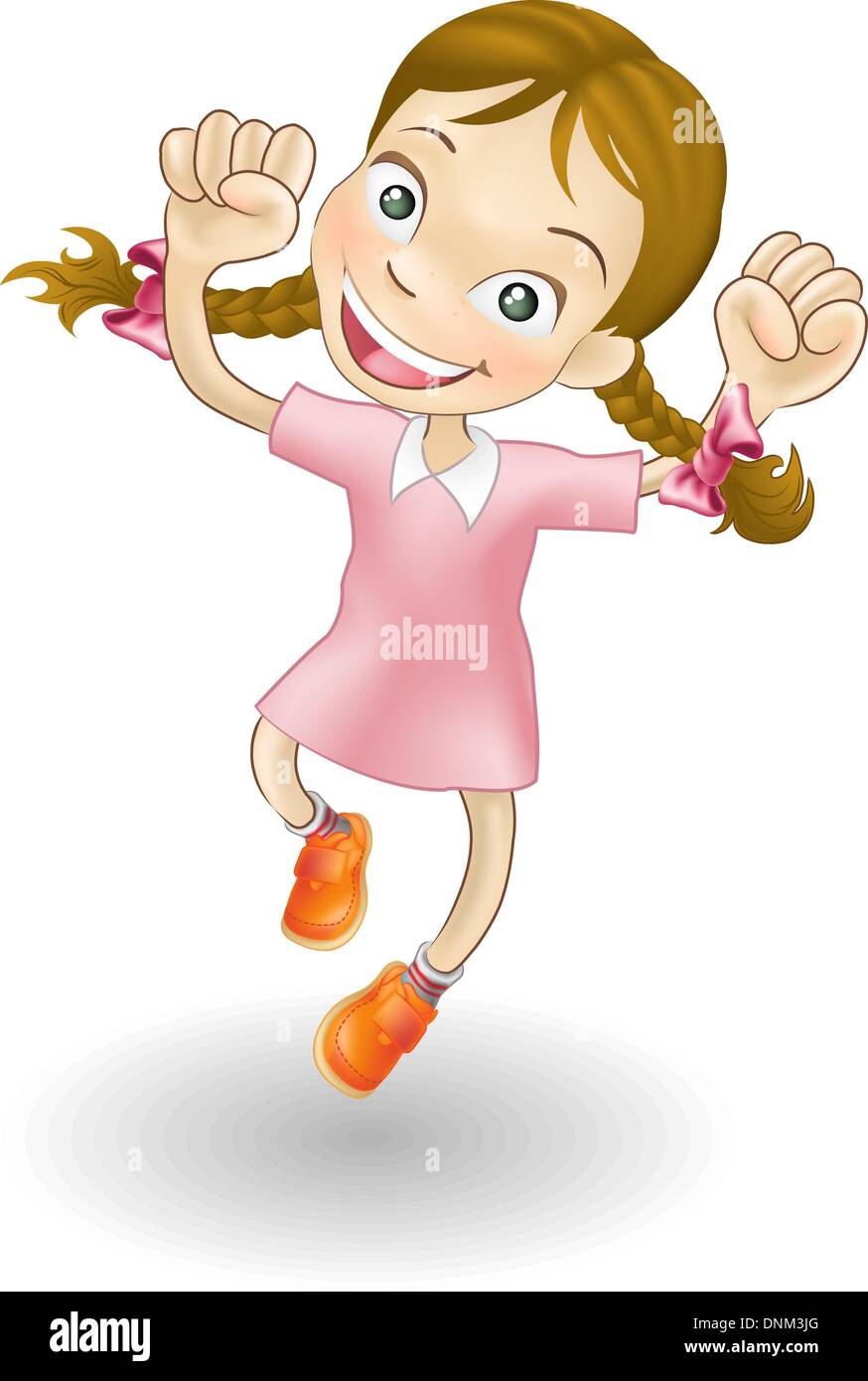 An illustration of a young Caucasian girl jumping for joy Stock Vector ...