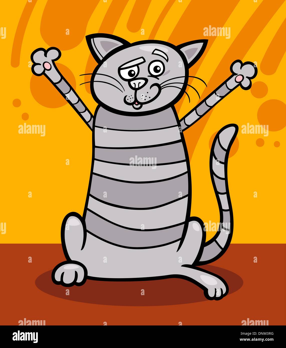 Cartoon Illustration of Happy Gray Tabby Cat Stock Vector Image & Art ...
