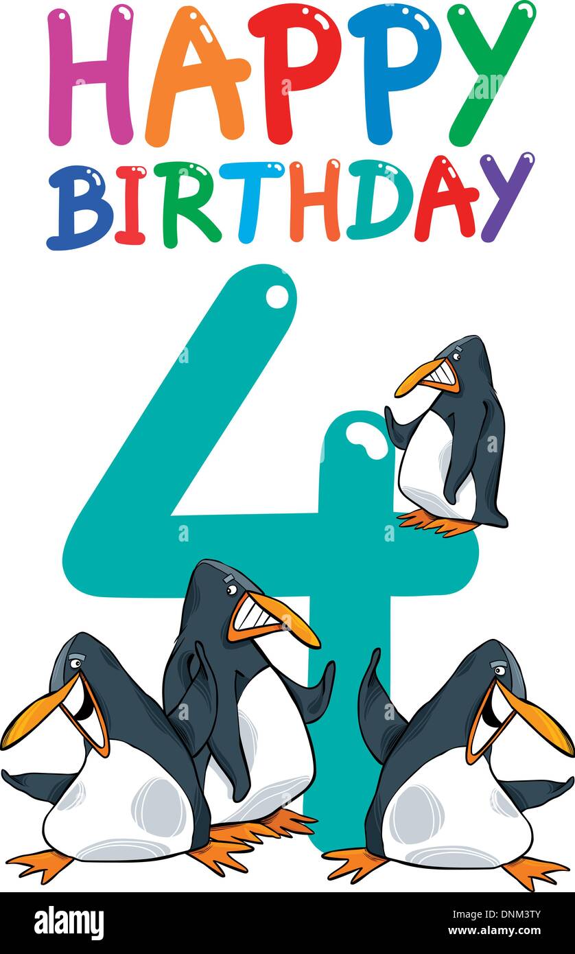 cartoon illustration design for fourth birthday anniversary Stock ...