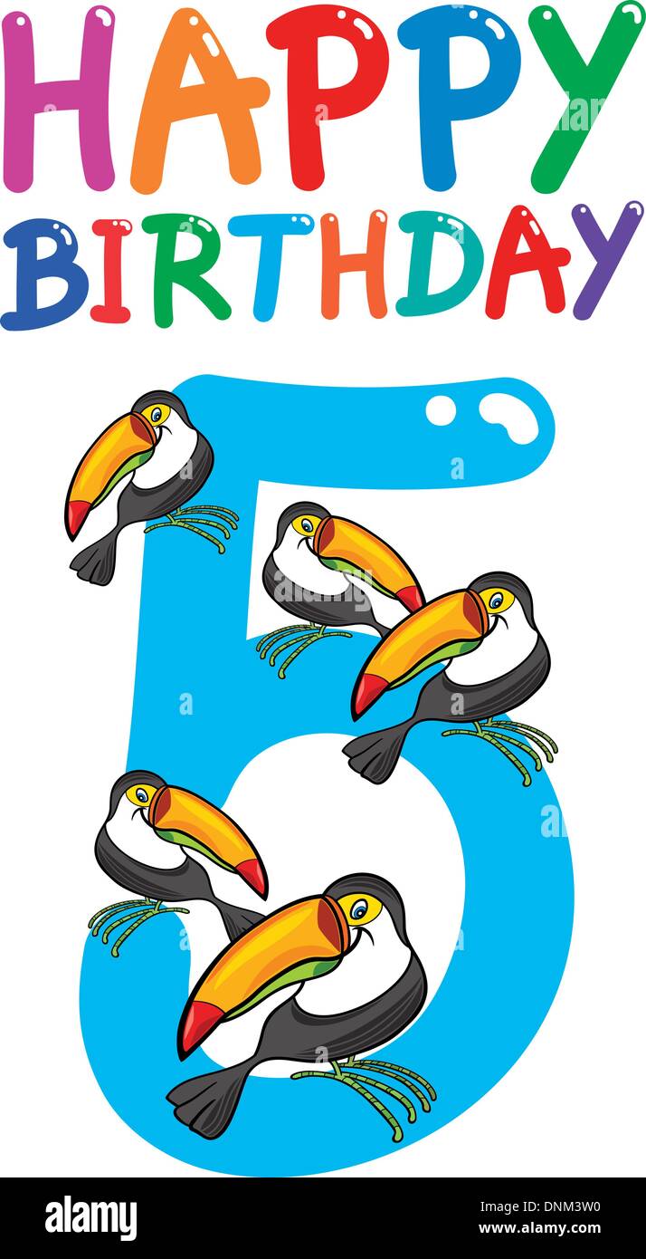 cartoon illustration design for fifth birthday anniversary Stock Vector ...